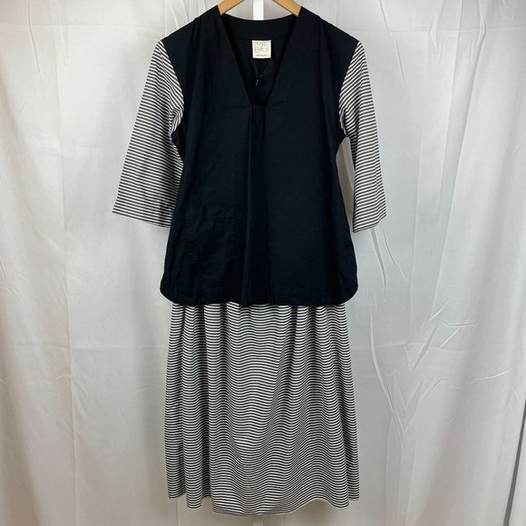 LOVEBIRDS | Dresses | Lovebirds Black White Stripe Relaxed Lagenlook ...